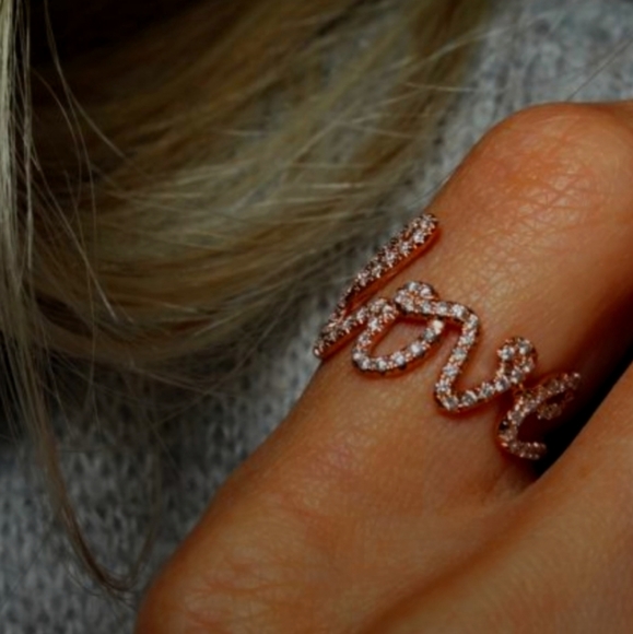 Peermont | Jewelry | Nib Cursive Diamond Love Ring | Poshmark